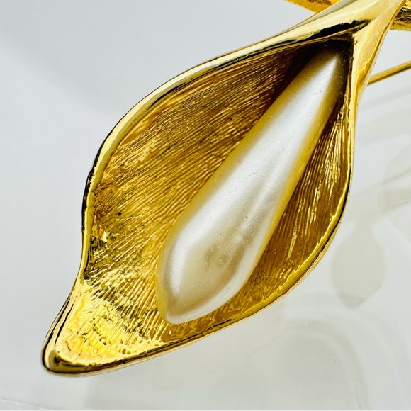 Jewelry | Vintage Piscitelli Large 375 Figural Calla Lily Glass Pearl ...